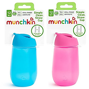 Munchkin® Simple Clean™ Toddler Straw Cup, 10 Ounce, 2 Pack, Pink/Blue