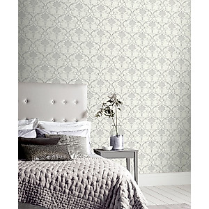 Arthouse ArtiSTICK Divine Damask Gray Peel and Stick Self Adhesive Wallpaper 6m/19.6 Foot Long - Great for Upcycling Furniture - Cabinets Kitchen Drawers Shelves - Peel & Stick Non Woven 300217