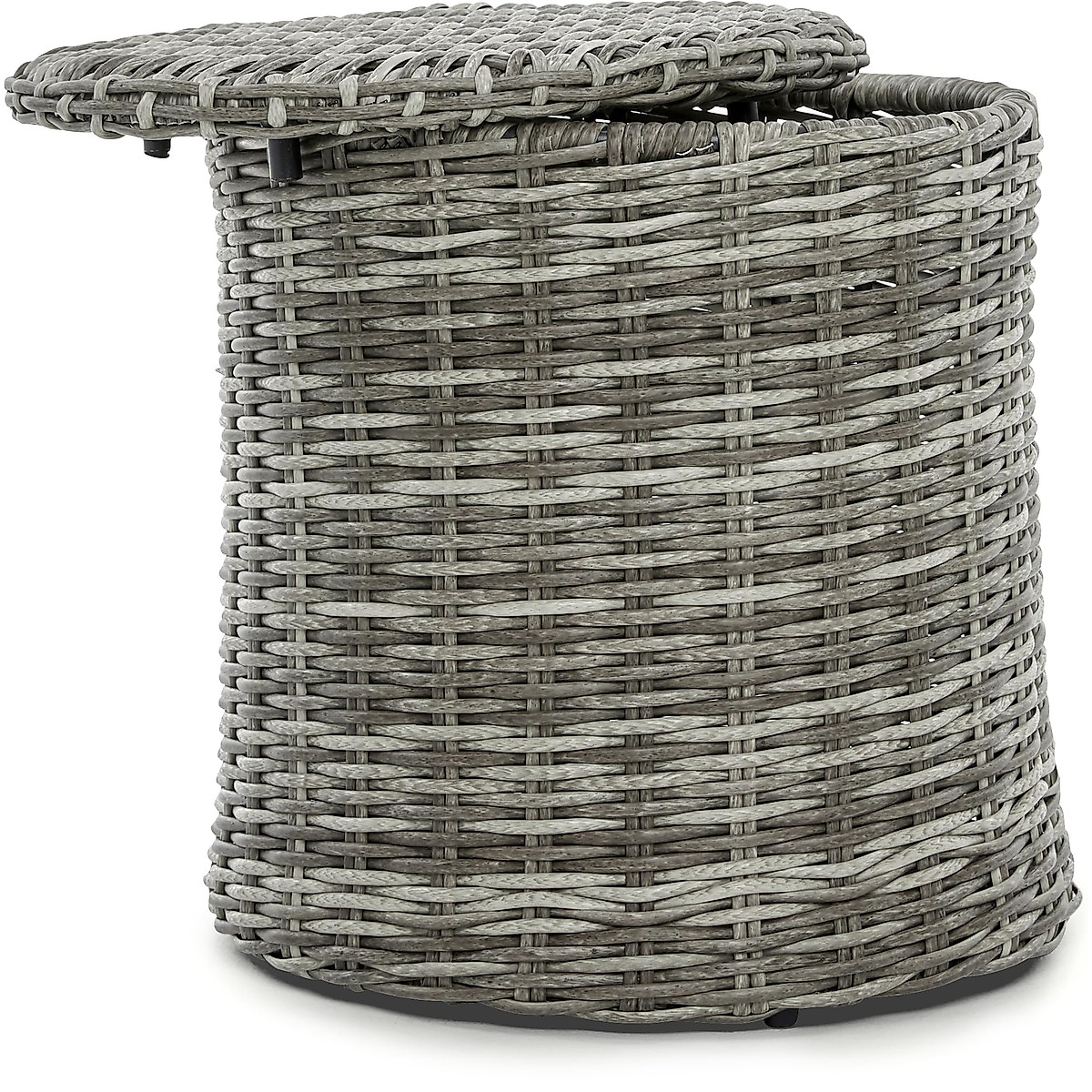 Elle Decor Vallauris Patio Outdoor Furniture Collection, Premium All Weather Wicker, Storage Side Table, Gray