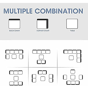 SUNVIVI OUTDOOR 7 Piece Patio Furniture Set, All-Weather Black Wicker Couch Sofa with Glass Coffee Table, Washable Navy Blue Cushions