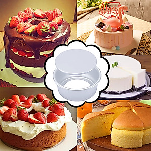 6 Inch Round Cake Pan Set of 4, Nonstick Aluminum Baking Pans with 100 Sheets Parchment Paper, Cake Tins For Making Layered Cakes Deep Dish Pizza Quiches, Removable Bottom For Easy Quick Release