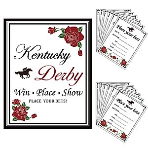 ANGOLIO Race Horse Party Supplies, 40Pcs Betting Card for Guess Who will Win the First on Horse Racing, Win Place Show Ticket Play Your Bets Card Derby Invitation Guessing Game Card