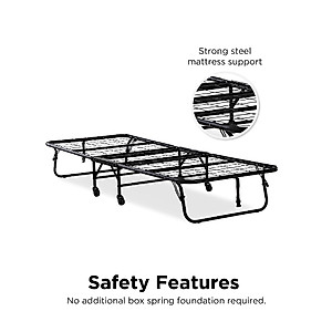 DHP Levy Folding Guest Bed with Metal Frame & 5 Inch Mattress, Twin, Black