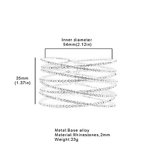 JSEA 4-Womens Rhinestones Cross Cuff Bracelet Open End Wide Bangle Silver tone