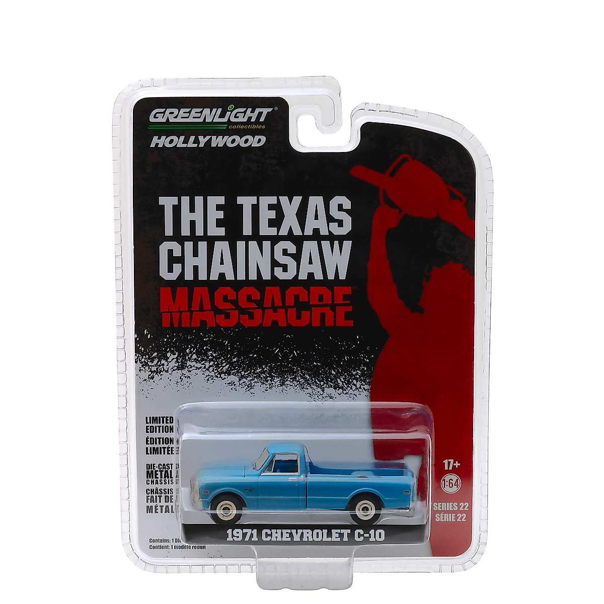 Greenlight 44820 B 1971 Chevrolet C-10 Pickup Truck Blue (Dusty) The Texas Chainsaw Massacre (1974) Movie Hollywood Series 22 1/64 Diecast Model Car
