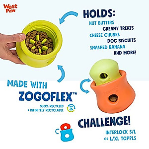 WEST PAW Zogoflex Toppl Treat Dispensing Dog Toy Puzzle – Interactive Chew Toys for Dogs – Dog Toy for Moderate Chewers, Fetch, Catch – Holds Kibble, Treats, Large 4", Aqua Blue