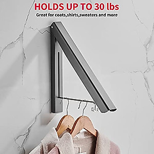 Dr.DJ Wall Mounted Clothes Hanger, Clothes Drying Rack Folding Indoor, Retractable Clothes Drying Rack Clothing for Laundry Room Organization, Aluminum (1 Rack, Graphite)