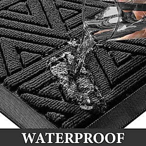 Yimobra Door Mat Outdoor Entrance, Heavy Duty Durable Front Welcome matt for Outside Home Entry, Back Patio Floor Porch Garage Office, Low Profile, Easy Clean, Waterproof, 29.5 x 17, Black