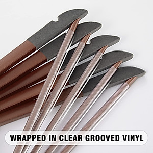 TECHMILLY Solid Natural Wooden Coat Hangers, 10 Pack Heavy Duty Smooth Finish Suit Hangers with Non-Slip Pant Bar, Precisely Cut Notches & Chrome Swivel Hook for Closet, Wardrobe