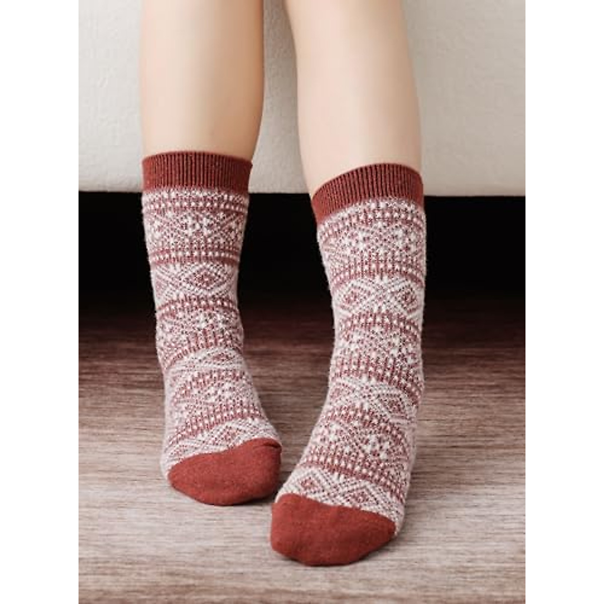 Loiyadn 2024 Pocket Calendar Womens Wool Socks - 5 Pairs Thick Soft Women's Socks, Multicolored, Winter Socks for Women Men, Thermal Socks for Women