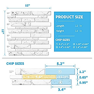 Art3d Peel and Stick Brick Kitchen Backsplash Self-Adhesive Wall Tile Stone Design, 10 Sheets (White)