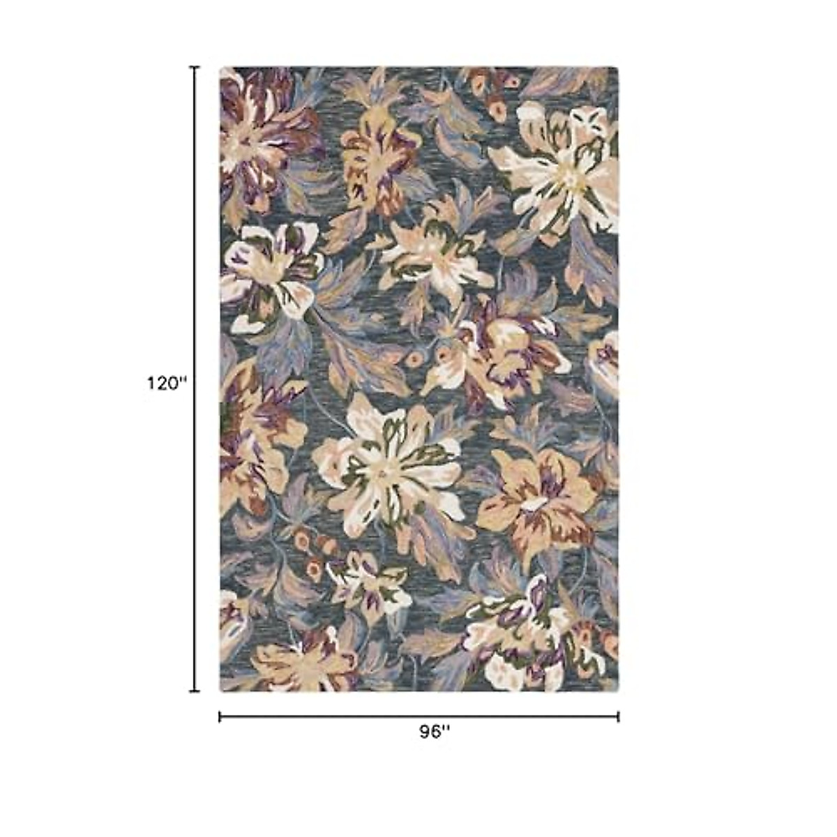 SAFAVIEH Blossom Collection Area Rug - 8' x 10', Grey & Violet, Handmade French Country Floral Wool, Ideal for High Traffic Areas in Living Room, Bedroom (BLM467F)