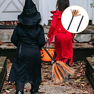 Ciieeo 1pc Halloween Broom Witch Halloween Accessories Childrens Broom Halloween Besom Prop Broom Stick Broom Props Broom for Halloween Toy Broom Black Costume Makeup Mesh Toddler Cosplay