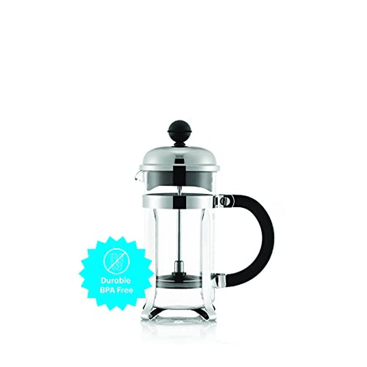 Bodum Chambord French Press Coffee Maker with BPA-Free Tritan Plastic Shatterproof Carafe, 12 Ounce, Chrome