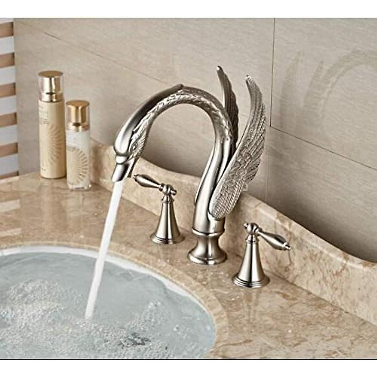 Kitchen Taps Faucet Morden Luxury Brushed Nickel Bathtub Faucet 3 Pieces Bathroom Faucet Two Handles Mixer Tap