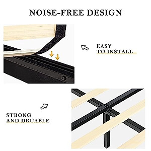 4 EVER WINNER Full Size Bed Frame with Headboard, Black Velvet Bed Frame with Diamond Headboard and Wingback, Tufted Mattress Foundation with Solid Wood Slats Support/No Box Spring Needed