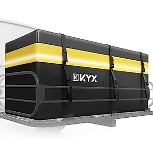 Hitch Cargo Carrier Bag - KYX 15 Cubic Feet Hitch Mount Vehicle Cargo Carrier Bag Car Pickup Truck 100% Waterproof, Anti-Tear 1000D PVC Fabric, Integrated Rain Curtain, Reinforced Straps (59" 18" 24")