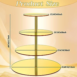 Jinei 4 Tier Gold Mirror Cupcake Stand Round Cupcake Display Holder 4 Tier Cupcake Tray for 38 Cupcakes Acrylic Cake Tower Display Dessert Stand Cup Cake for Wedding Christmas Birthday Party