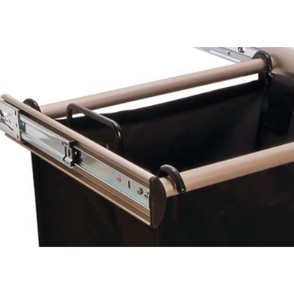 TAG Hardware Full Extension Pullout Laundry Hamper with Removable Bag Matt Nickel (Width (24") 610 mm - 2 removable small bags)