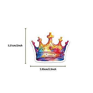 50Pcs Crown Stickers for Kids Water Bottle Laptop Princess Crown Dream Party Decoration Art Sticker Motorcycle Luggage Guitar Decal Skateboard Waterproof Vinyl Fairy Stickers for Teens Adults Crown