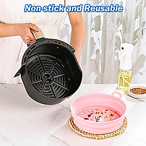 Foldable Air Fryer Silicone Pot, Air Fryer Silicone Liners Food Safe Non Stick Air Fryer Basket Oven Accessories, Reusable Replacement of Flammable Parchment Liner Paper Fits 5 Qt or Bigger Air Fryer