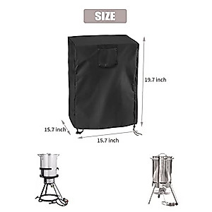 Guisong Turkey Fryer Cover for CreoleFeast/King Kooker, Waterproof Cover for Crawfish Boiler Outdoor Deep Fryer Seafood Boil Pot, Protective Cover for Seafood Boil Pot and Burner kit-Black-15.7" x 15.7" x 19.7"