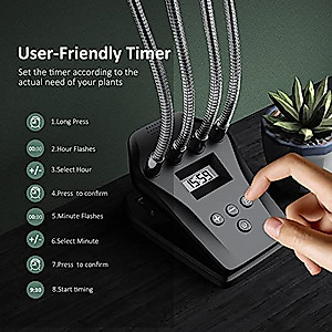 Plant Grow Light, Full Spectrum Grow Light for Indoor Plants with LCD Timer, Plant Growing Lamp with Table Clip, 10 Brightness Levels, 4 Switch Modes