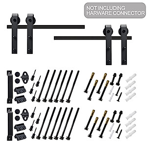 SOLRIG Sliding Barn Door 60"(30" x2)× 84", Double Pre-drilled Barn Door Slab, Need to Assemble, DIY Unfinished, 2X Barn Door Hardware Included, V Frame, White