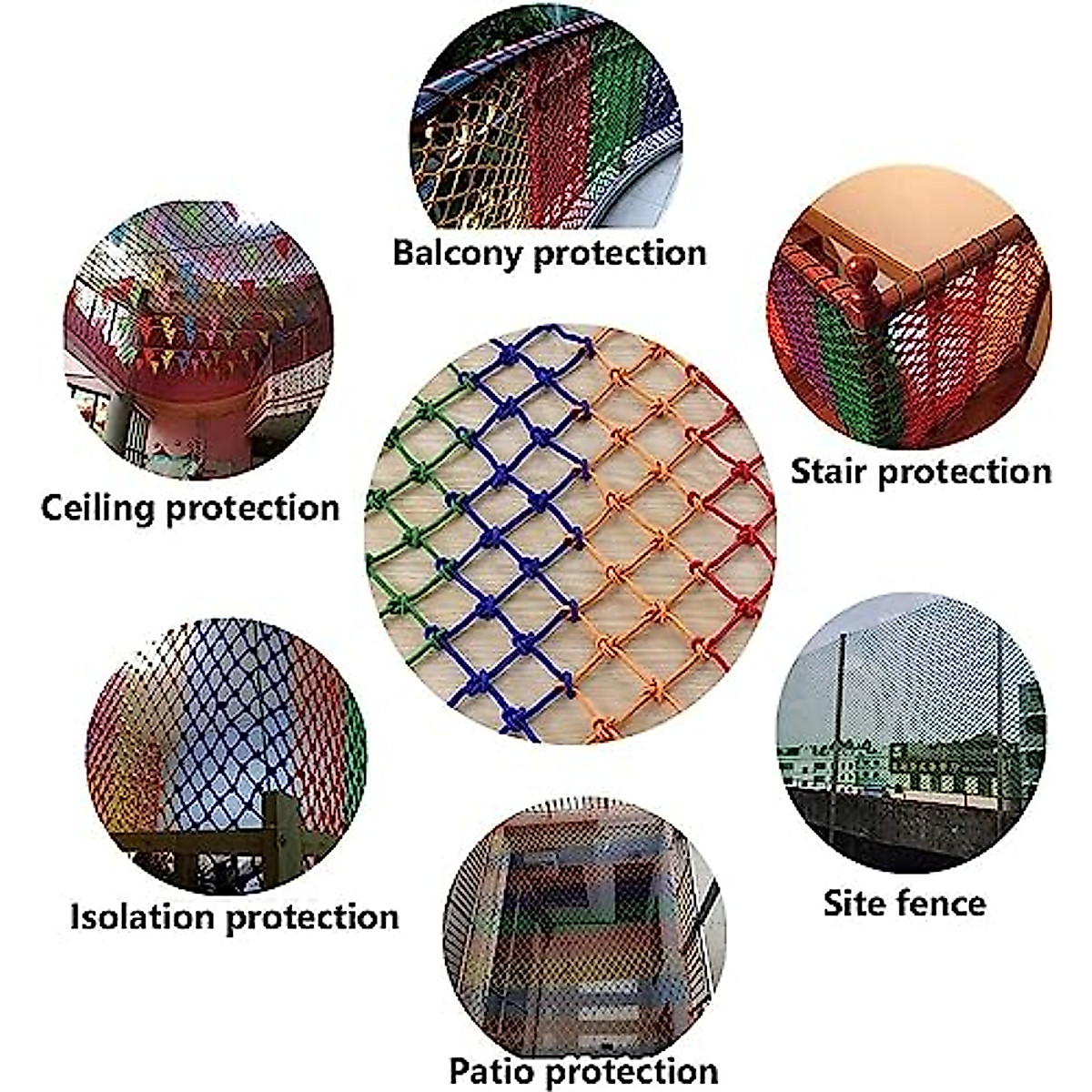 EkiDaz HXRW Rope Net Outdoor Climbing Net Safety Protective Net Colorful Climbing Cargo Net Kids Pet Protection Fence Decoration Playground Sets for Backyards (Size : 1 * 1m(3.3 * 3.3ft))