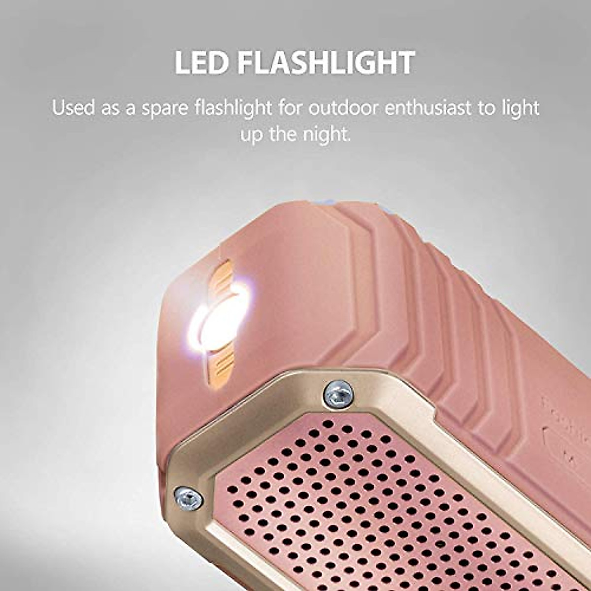 COMISO Bluetooth Speakers with Lights, Loud Dual Driver Wireless Portable Speaker, HD Audio Enhanced Bass, Built in Mic Clear Call Support Aux Input, TF Card, FM Radio Long-Lasting Battery Life (Pink)