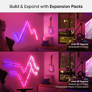 Nanoleaf Lines WiFi Smart RGBW 16M+ Color LED Dimmable Gaming and Home Decor Wall Lights Starter Kit (9 LED Light Lines)