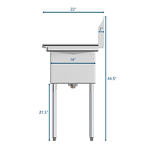 KoolMore 3 Compartment Stainless Steel NSF Commercial Kitchen Sink with Drainboard - Bowl Size 12" x 16" x 10",Silver