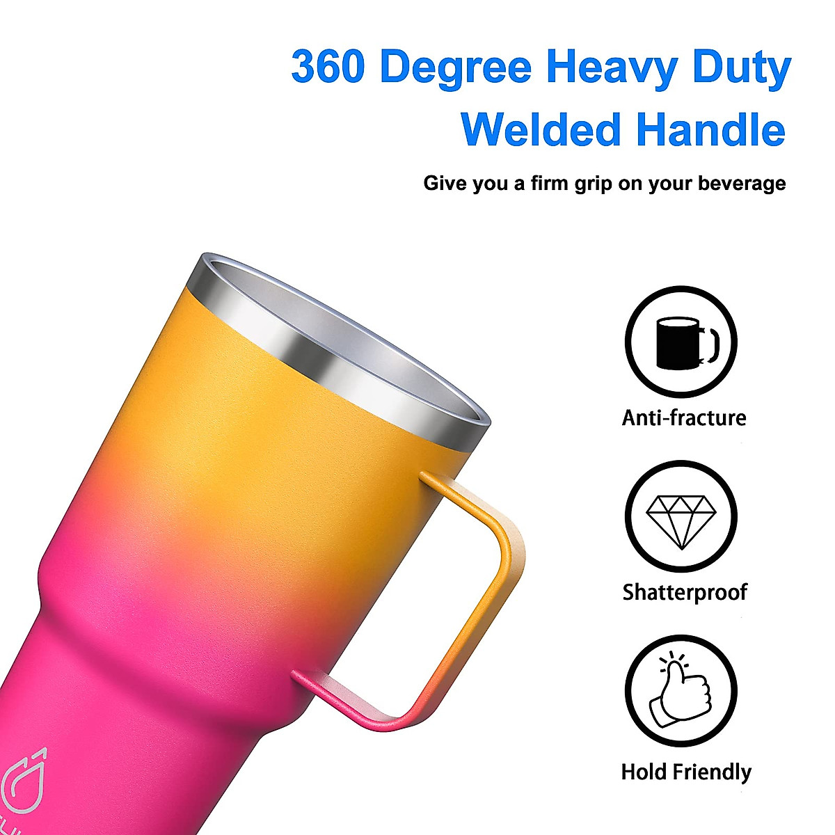 yoelike 32OZ Tumbler With Handle, Stainless Steel Vacuum Insulated Coffee Mug Cup for Travel, Home, Office, Indoor and Outdoor, Dishwasher Safe - Keep Cold 24hrs And Hot 12hrs (Dusk)