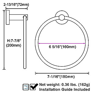 Hand Towel Ring Brushed Gold, APLusee SUS 304 Stainless Steel Round Towel Holder for Contemporary Bathroom Toilet Kitchen Storage, Wall Mounted