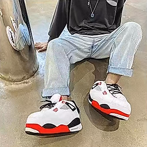 MOLERFO Sneaker Slippers Non Slip Sole Indoor House Plush Slippers Unisex Indoor Floor Cotton Shoes (white-BH,5.5,12,Women)