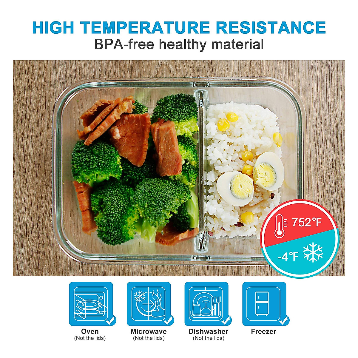 DAS TRUST 10 Pack Glass Meal Prep Containers Reusable Microwave Safe Meal Prep Bowls Glass Food Storage Containers Glass Food Prep Containers with Lid Lunch Bento Box