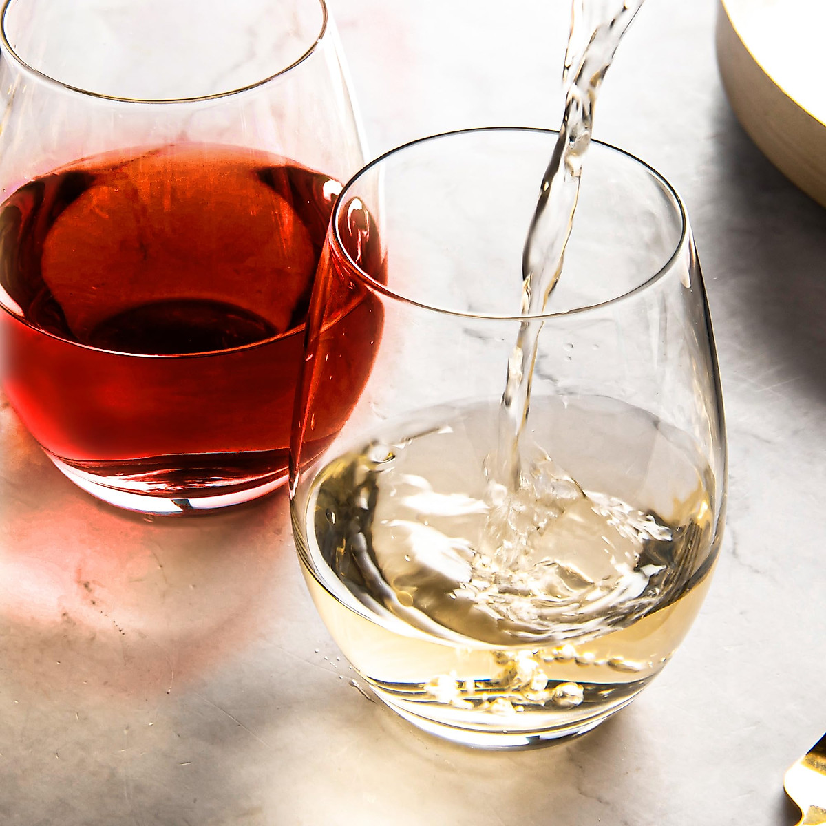 Stemless Wine Glasses, 15 oz Stemless Glasses Set of 12 for Red or White Wine, Stemless Glassware, No Stem Wine Glasses, Drinking Glasses, Clear