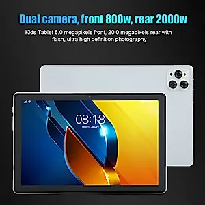PUSOKEI 10 Inch Tablet PC for Android 11,1920x1200 IPS HD Display,6GB 128GB Storage,MT6711 10 Core CPU,Front 8MP Rear 20MP Camera,2.4G/5G Dual Band,8800mAh,BT5.0,GPS(White)