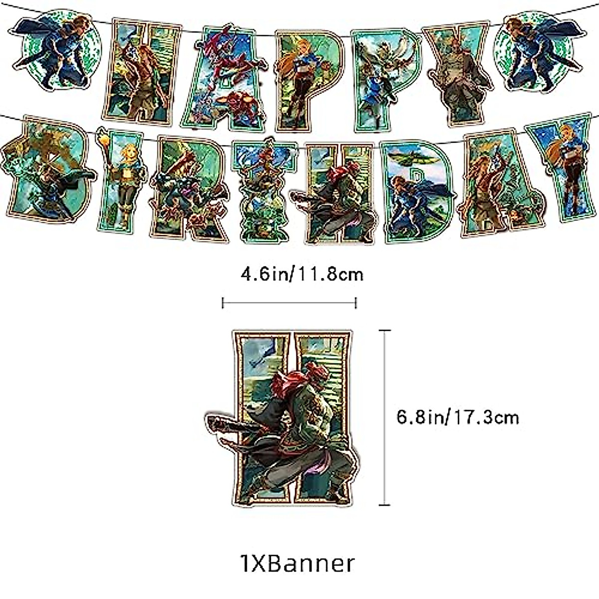 Zel-Da Birthday Party Decoration, Include Zel-Da Game Theme Birthday Banner, Cake Topper, Latex Balloons, Hanging Swirls, For Zel-Da Theme Kids Birthday Party Supplies, Baby Shower
