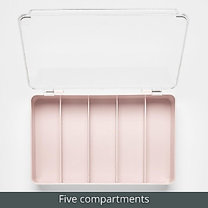 mDesign Plastic Stackable Eyeglass Case Storage Organizer with Hinged Lid for Unisex Sunglasses, Reading Glasses, Fashion Eye Wear, Protective Glasses, 5 Sections, Ligne Collection, 2 Pack, Light Pink