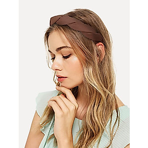 WOVOWOVO 4 Pieces Braided Headband for Women Girls Wide Hairband Fashion Non Slip Hairhoop Weaving Shape Accessories Solid Colors