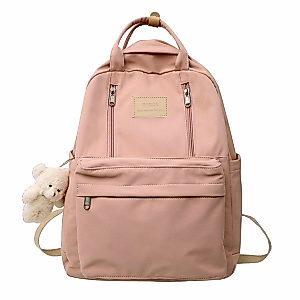 GAXOS Cute Backpack for School Aesthetic Backpack Purse for Women Girls Pink Book Bag Korea Style Bookbag