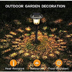 Flykul Solar Lights Outdoor, Auto Color Changing Solar Pathway Colorful Bright Glass Garden Lights,Waterproof Solar Powered Landscape Lights for Lawn Patio Courtyard Walkway Yard (Warm White)