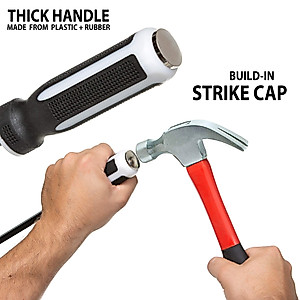 Heavy Duty Pry Bar Set (5 Bar Set - 6, 8, 12, 18, 24 Inch) Metal Striking Hammer Cap, Industrial Grade Forged Iron Steel with Angled Tip, Perfect For Prying, Demolition, Nail Puller, & Crowbar