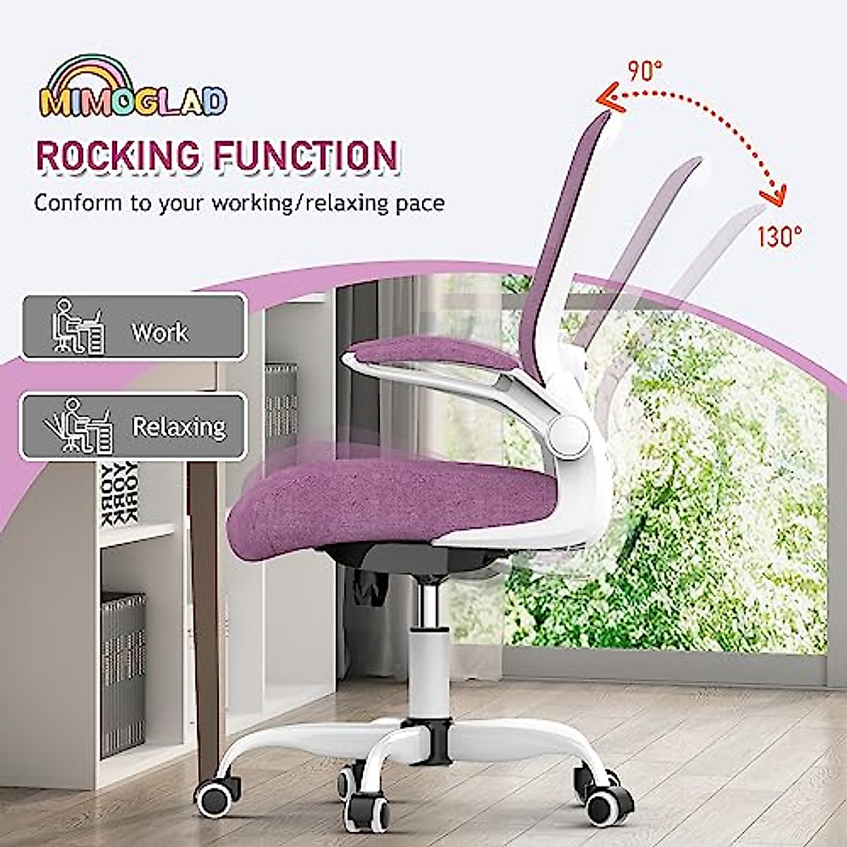 Mimoglad Home Office Chair, High Back Desk Chair, Ergonomic Mesh Computer Chair with Adjustable Lumbar Support and Thickened Seat Cushion