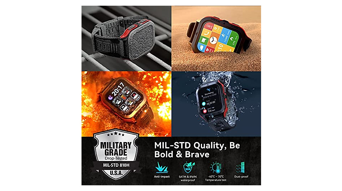 AMAZTIM Rugged Smart Watch with 60-Day Battery and Bluetooth Calls