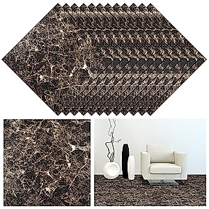 48 Pieces Vinyl Flooring Peel and Stick Floor Tile Stick on Floor Tile Self Adhesive Waterproof Bathroom 12 x 12 Inch for Bathroom Kitchen Bedroom Living Room(Delicate)