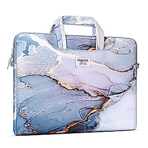 MOSISO Laptop Shoulder Bag Compatible with MacBook Air/Pro,13-13.3 inch Notebook, Compatible with MacBook Pro 14 inch 2023-2021 A2779 M2 A2442 M1, Messenger Bag with Belt Marble MO-MBH289
