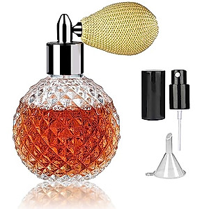 LINALL Perfume Bottle Vintage Atomizer Spray Bottle for Cocktail 100ml/3.4oz Empty Refillable Perfume Atomizer Glass Bottle Great for Perfume Home Decoration