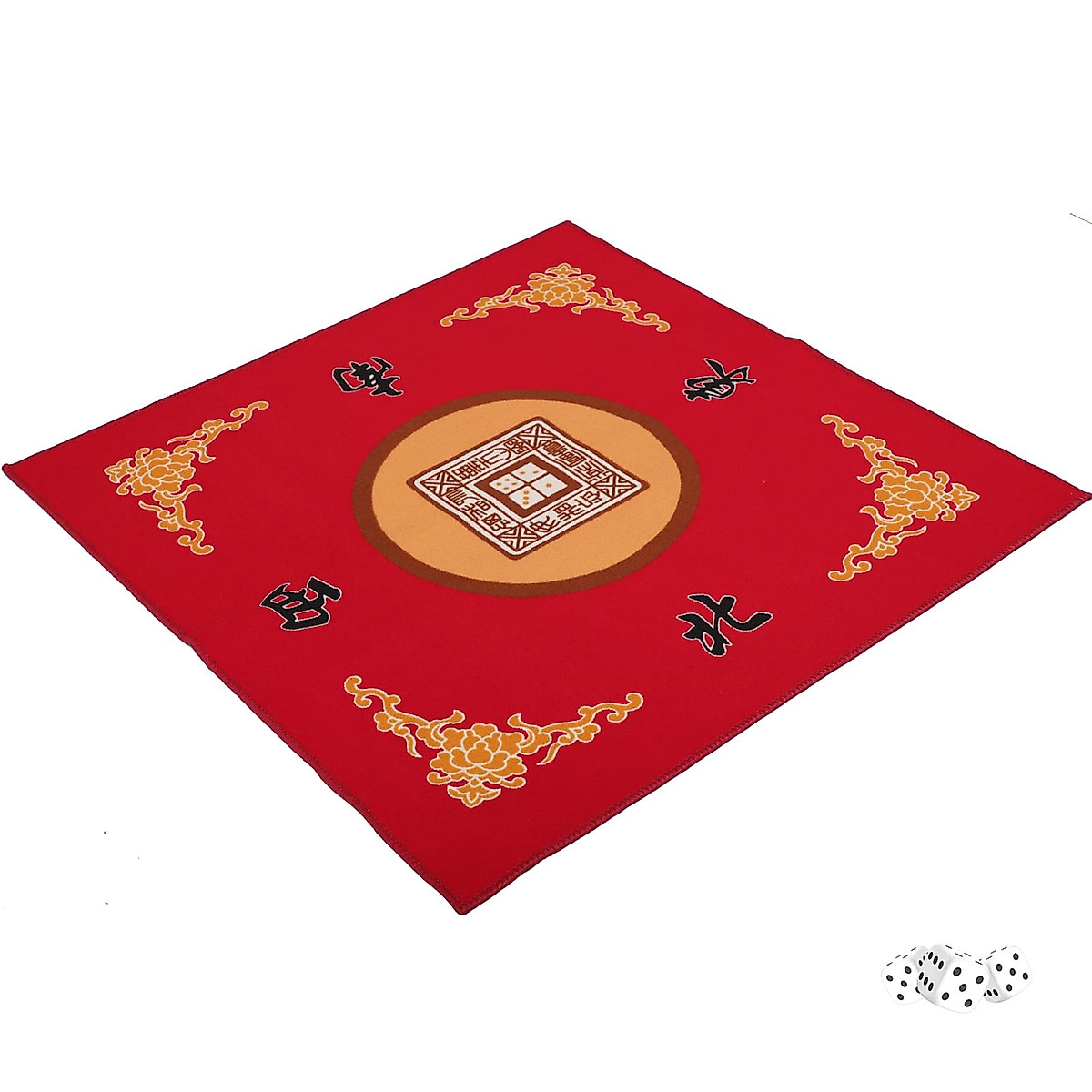 GUSTARIA Chinese Mahjong Set, with X-Large 144 Numbered Melamine Yellow Tiles, 2 Spare Tiles, 6 Dice and a Wind Indicator, Carrying Travel Case with English Instruction, Mahjong Mat(Red)